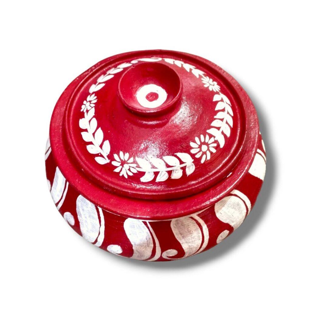 Customised Fabric Coloured Clay Pot 10 Inch Approx - Hand Printed Hadi ...